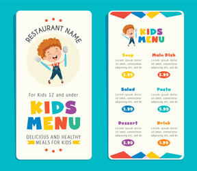 Kids meal menu template Royalty Free Vector Image