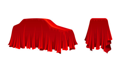 Red silk cloth or smooth fabric covering different