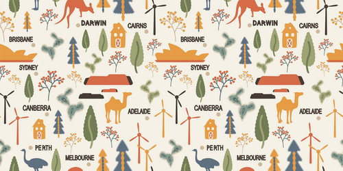 Australia seamless pattern with animals and plants
