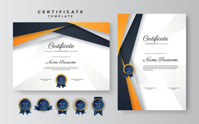 Modern orange and black certificate of Royalty Free Vector