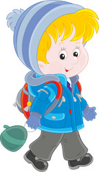 Schoolchild in winter clothes Royalty Free Vector Image