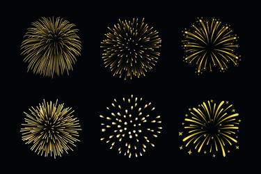Beautiful gold fireworks set bright fireworks Vector Image