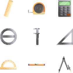 Engineer tools icon set cartoon style Royalty Free Vector