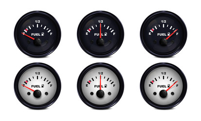 Realistic 3d set of fuel level indicators Vector Image