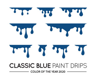 Classic blue dripping paint set liquid drips Vector Image