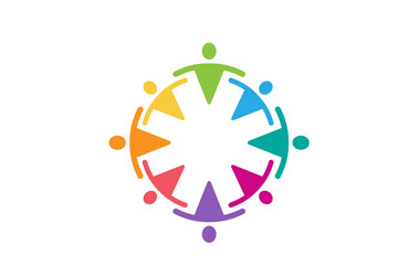 Colorful happy people group team logo Royalty Free Vector