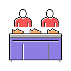 Shoe conveyor control workers color icon Vector Image