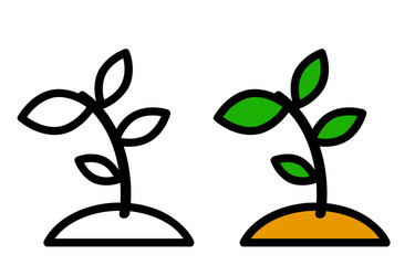 2 style simple icon small plant representing Vector Image