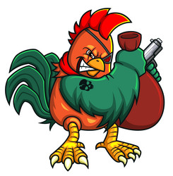 Angry rooster holding gun Royalty Free Vector Image