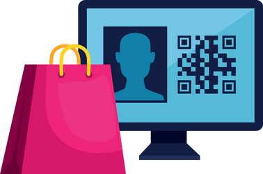 Qr code over bag design Royalty Free Vector Image