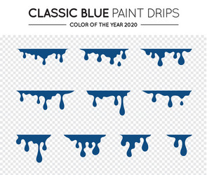 Classic blue dripping paint set liquid drips Vector Image