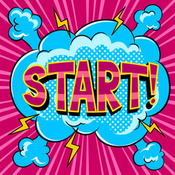 Start finish pop art comics icon speech bubble Vector Image