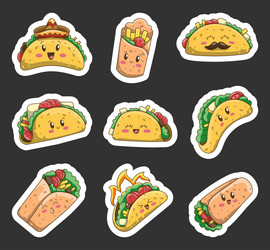Tasty taco and burrito coloring page Royalty Free Vector