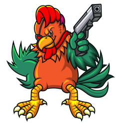 Angry rooster holding gun Royalty Free Vector Image