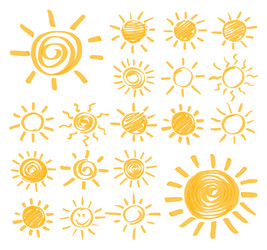 Cheerful cartoon sun characters set Royalty Free Vector