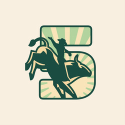 Number 1 rise sun sky rodeo cowboy Royalty Free Vector Image