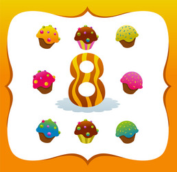 Collection sweet numbers for kids 5 Royalty Free Vector