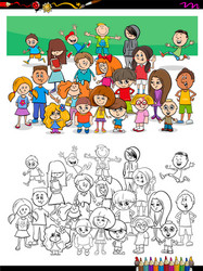 Children characters group cartoon Royalty Free Vector Image