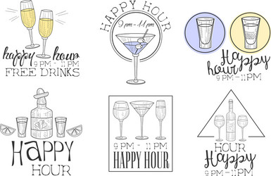 Happy hour collection Royalty Free Vector Image