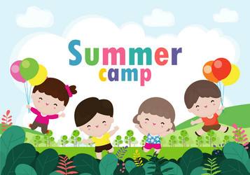 Kids summer camp background education banner Vector Image