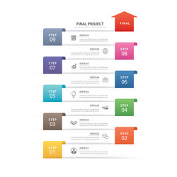 9 infographics rectangle paper index with data Vector Image