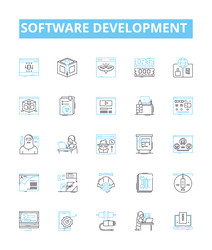 Web technology linear icons set html css Vector Image