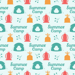 Summer camp seamless pattern design of camping Vector Image