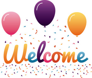 Welcome label lettering with set colors letters Vector Image