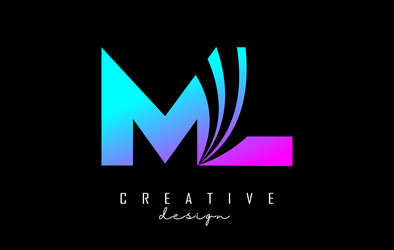 Creative golden letters ml m l logo with leading Vector Image