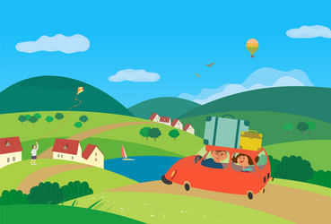 Travelling car Royalty Free Vector Image - VectorStock