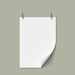 White sheet of paper folded in half handing Vector Image