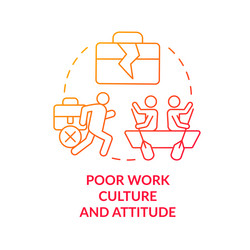 Poor work culture and attitude red concept icon Vector Image