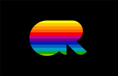 Rainbow color colored colorful alphabet letter r Vector Image