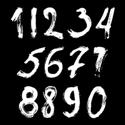 Set of calligraphic numbers painted by black brush