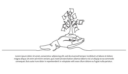 Simple continuous line design of money scales the Vector Image