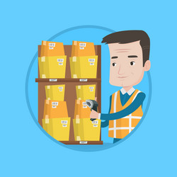 Barcode Box Scanning Warehouse Worker Vector Images (over 170)