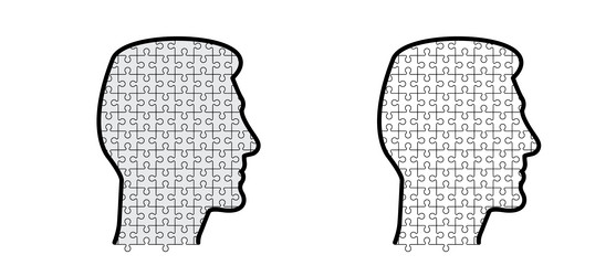 Jigsaw puzzle pieces head or face Royalty Free Vector Image