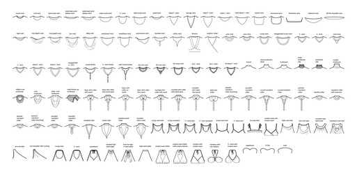 Set of necklines clothes - collars plackets Vector Image
