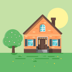 Colorful of a small cartoon house Royalty Free Vector Image
