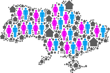 Ukraine map with crimea population demographics Vector Image