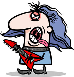 Heavy metal rock guitarist cartoon Royalty Free Vector Image