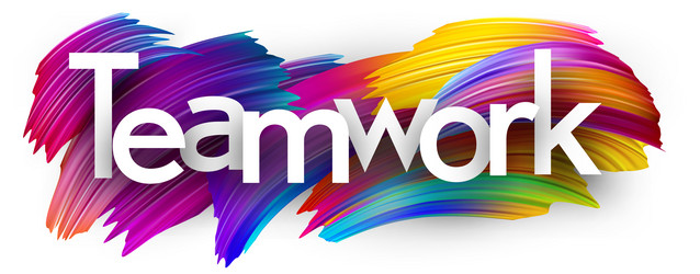 Teamwork paper word sign with colorful spectrum Vector Image