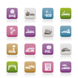 Car and transportation insurance risk icons Vector Image