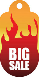 Circular tag with fire flame Royalty Free Vector Image