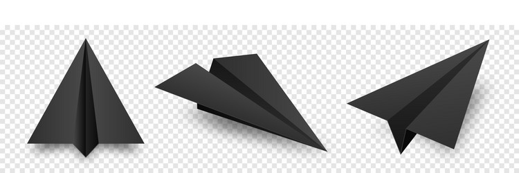Realistic black handmade paper planes isolated Vector Image
