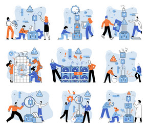 Team solving complex problems teamwork Royalty Free Vector