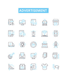 Advertisement line icons set ads Royalty Free Vector Image