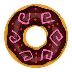Donut top view sweet dessert into glaze for menu Vector Image