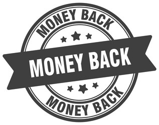 Money back stamp label on transparent Royalty Free Vector