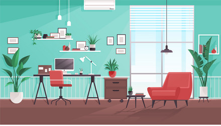Workplace modern design office studio Royalty Free Vector